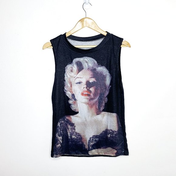 Tops | Marilyn Monroe Black Muscle Tee | Poshmark